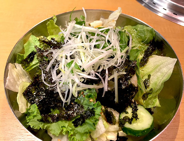 Nori Salad with Crispy Vegetables and Karaage
